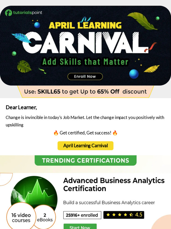 Tutorialspoint: 👀Tech Savvy? Learning Carnival is Here | Milled