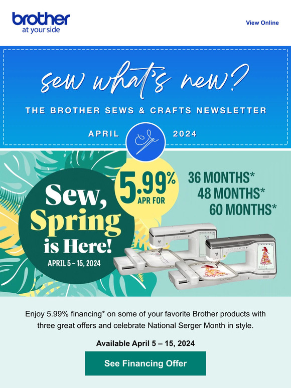 Brother: The Brother Sews & Crafts Newsletter - April 2024 | Milled