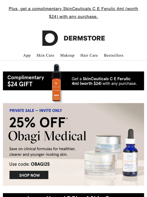 Dermstore: The ABCs of skin care with 25% off Obagi Medical | Milled