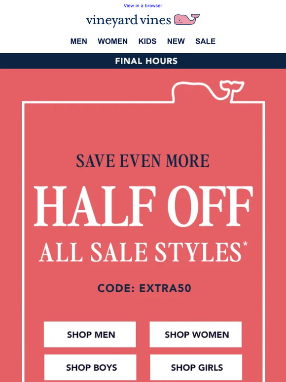 Vineyard Vines: FINAL HOURS: Half Off Sale ⏱️ | Milled
