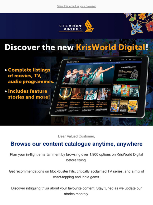 Singapore Airlines: Plan what to watch onboard with the all-new ...