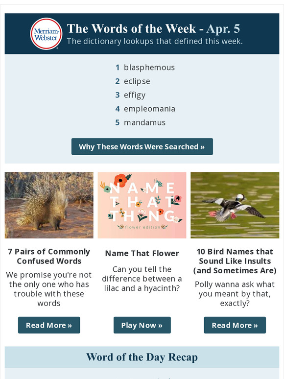 Merriam-Webster: Words of the Week: blasphemous, eclipse, and more | Milled