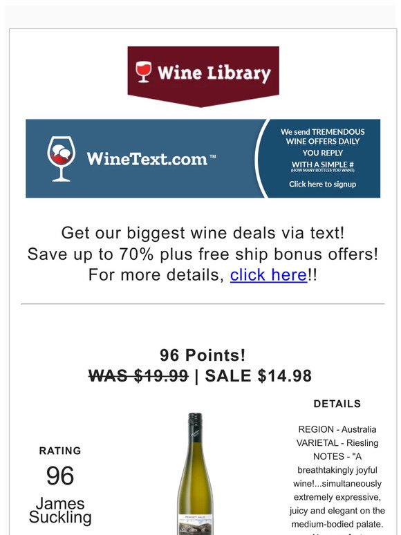 Wine Library: "A breathtakingly joyful wine!" 96 points Suckling and 94 ...