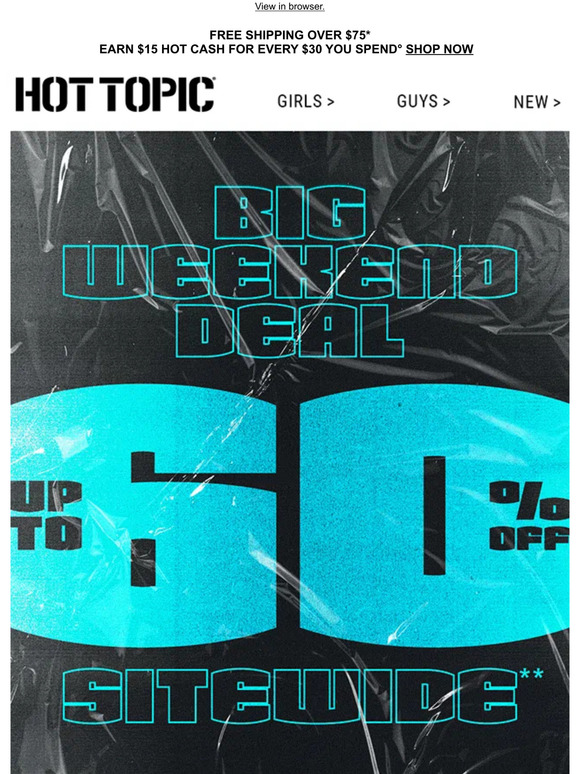 Hot Topic: 🥳🥳 BIG WEEKEND DEAL: Up to 60% Off sitewide 🥳🥳 | Milled