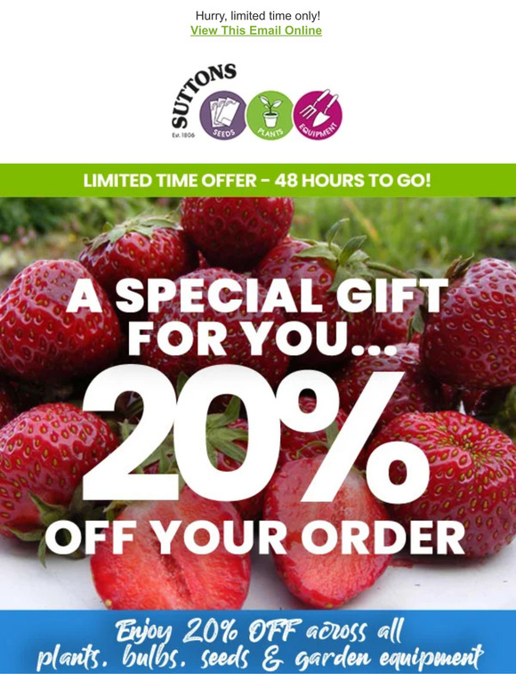 Suttons Seeds: Our Gift to You - 20% OFF - 48 HOURS TO GO! | Milled