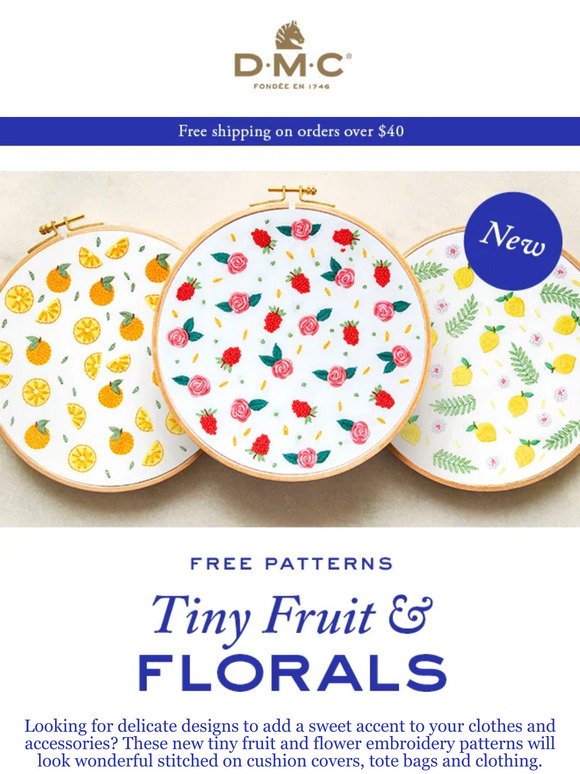 DMC: Free Patterns: Tiny Fruit & Florals 🌸🍋 | Milled