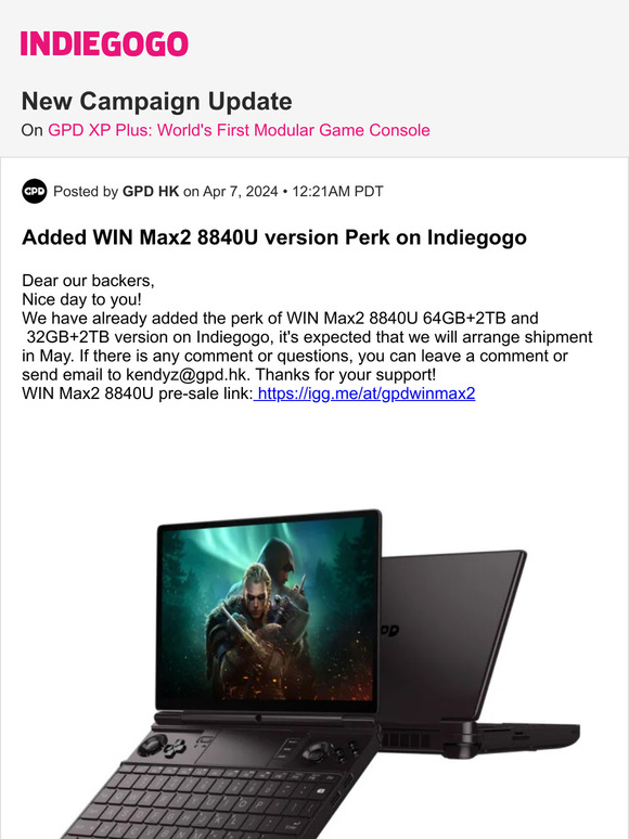 Indiegogo: 📢 Update #23 from GPD XP Plus: World's First Modular Game ...