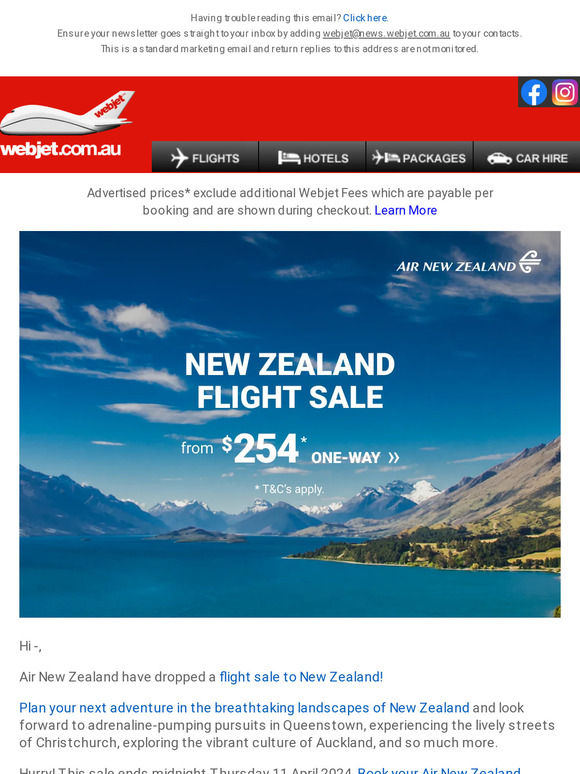 Webjet: 📢 New Zealand flight sale with Air New Zealand! | Milled