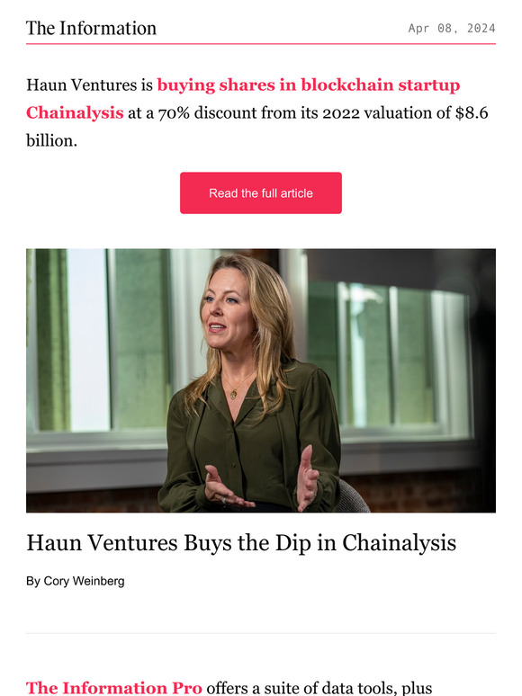 The Information: Exclusive: Haun Ventures Buys the Dip in Chainalysis | Milled