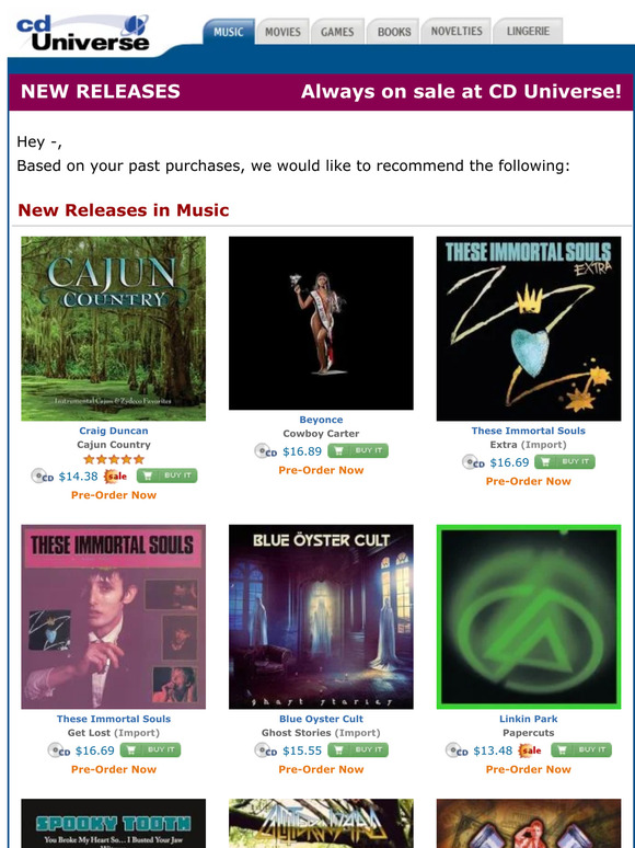 CD Universe: Music New Releases at CD Universe | Milled
