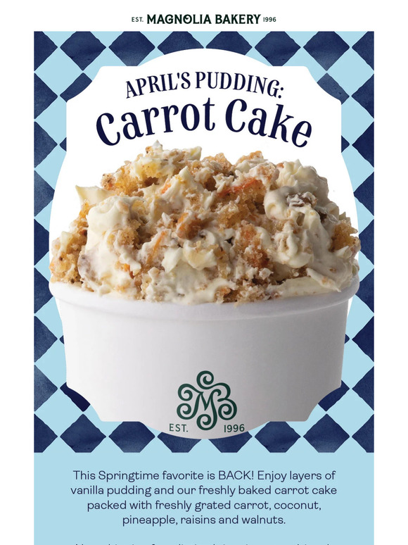 Magnolia Bakery: NOW SHIPPING: Carrot Cake Pudding 🥕🍰 | Milled