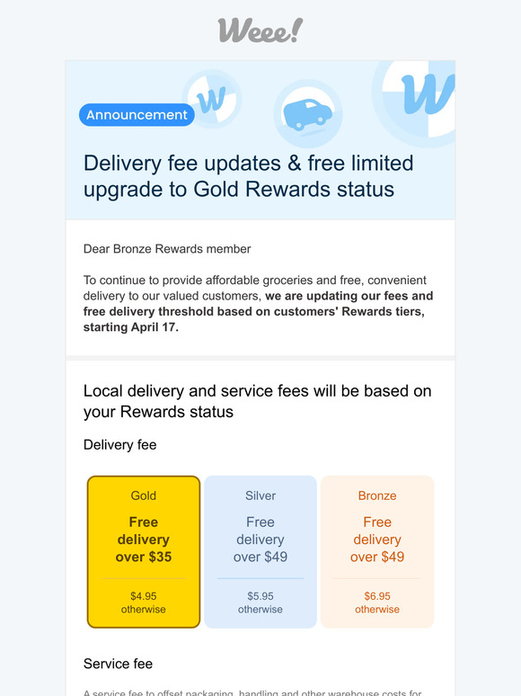 Weee!: Updates to local delivery fees and free limited upgrade to Gold ...