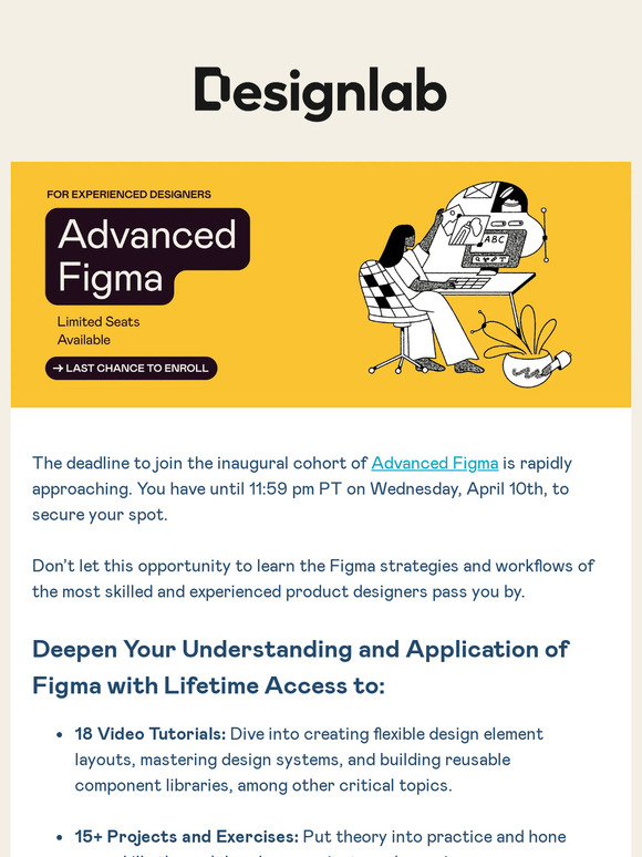 Designlab: Last call—Advanced Figma enrollment closes Wednesday | Milled