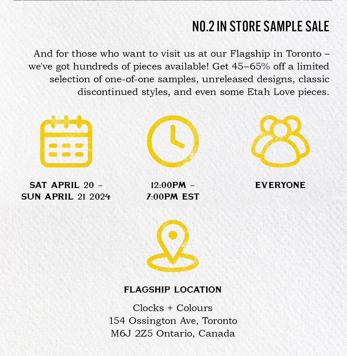 Clocks and Colours: PSA: Sample Sales are here! | Milled