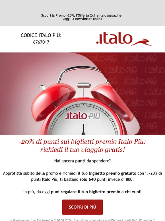 Italo Treno: Viaggiare con Italo conviene sempre: -20% di punti per ...