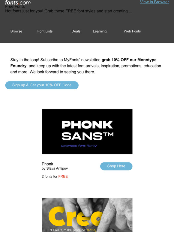 MyFonts: Free Fonts Inside! | Milled