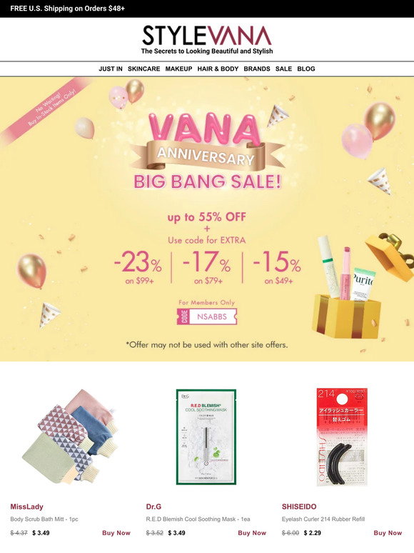 Stylevana: 🎉Extra 23% Off! VANA ANNIVERSARY BIG BANG SALE! Lets ...