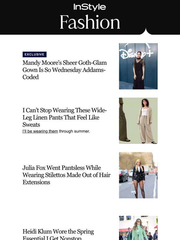 InStyle: Mandy Moore channeled Wednesday Addams in a goth-glam gown ...