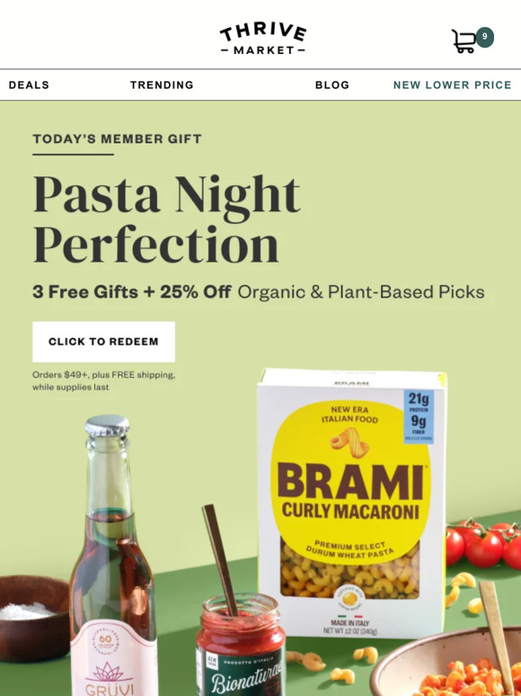 Thrive Market: 3 FREE gifts for an easy yet elevated meal 🥂 | Milled