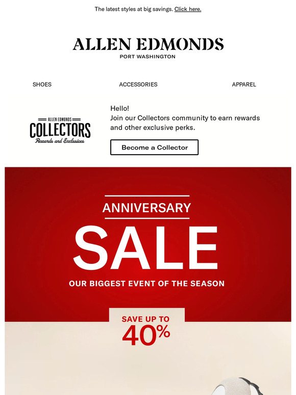 Allen Edmonds Email Newsletters: Shop Sales, Discounts, and Coupon Codes
