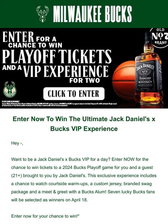 Bucks Pro Shop: Enter The Jack Daniel's x Bucks VIP Ticket Experience ...