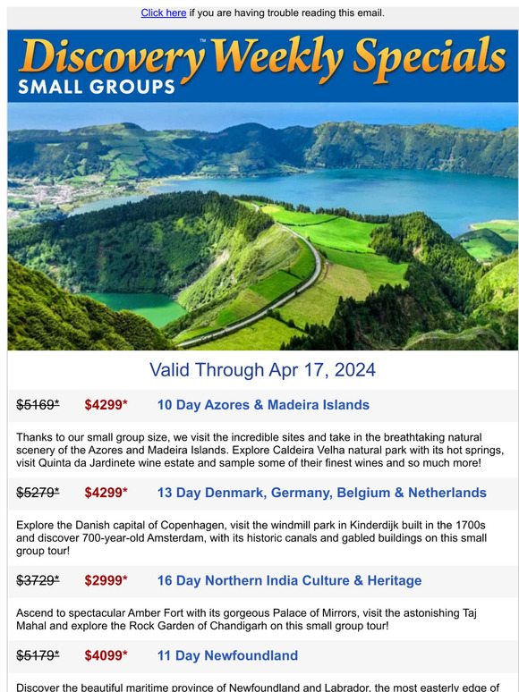 Gate 1 Travel: Weekly Specials | Discovery Small Groups | Milled