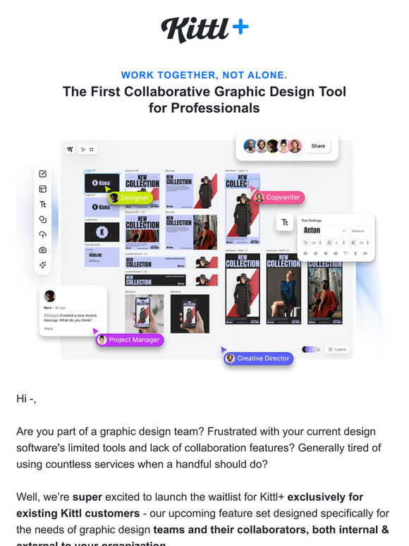 Kittl: Introducing Kittl+ | Kittl built for professional teams | Milled
