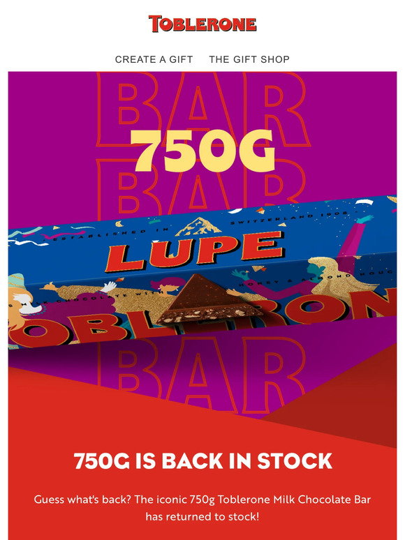 Toblerone: 750g Milk Bar is back in stock! | Milled
