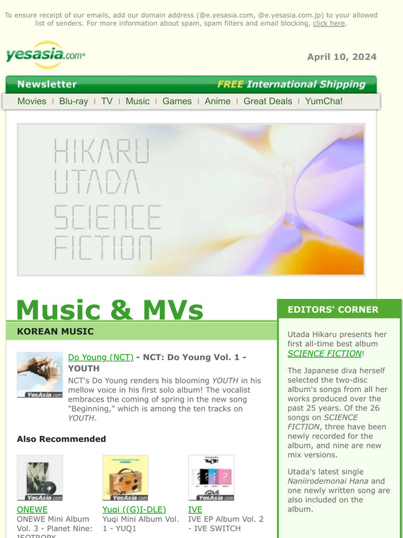 YesAsia: New at YesAsia: Utada Hikaru, Do Young, YOASOBI, Bad Education, Kim Ji-Young, Born 1982 ...