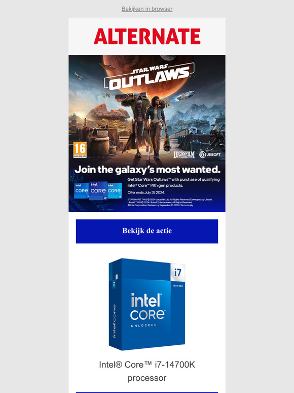 Alternate: Star Wars Outlaws™ bij Intel® Core™ 14th gen | Milled