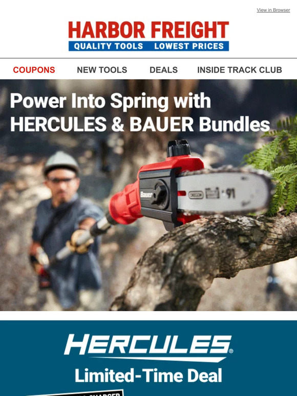 Harbor Freight: Get a FREE Power Tool with HERCULES & BAUER Bundles ...