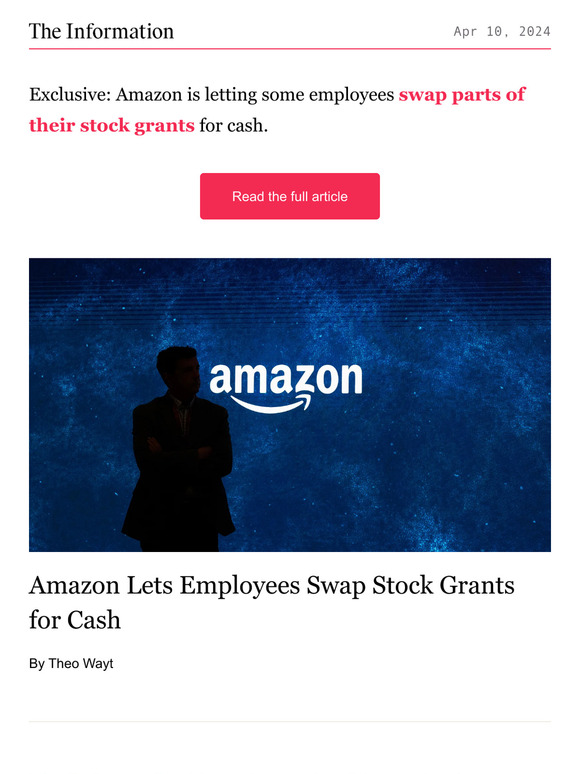 The Information: Amazon Lets Employees Swap Stock Grants for Cash | Milled