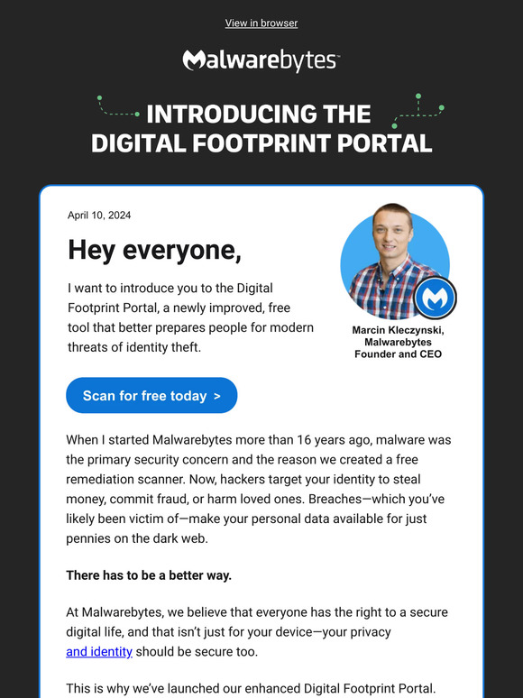 Malwarebytes: Introducing the Digital Footprint Portal | Milled