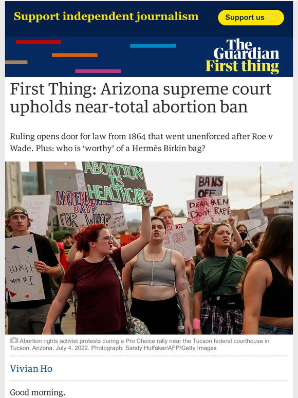 The Guardian: Arizona supreme court upholds near-total abortion ban ...