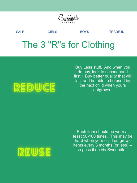 Swoondle Society: 💚 ♻️ The 3 R's for Children's Clothing | Milled