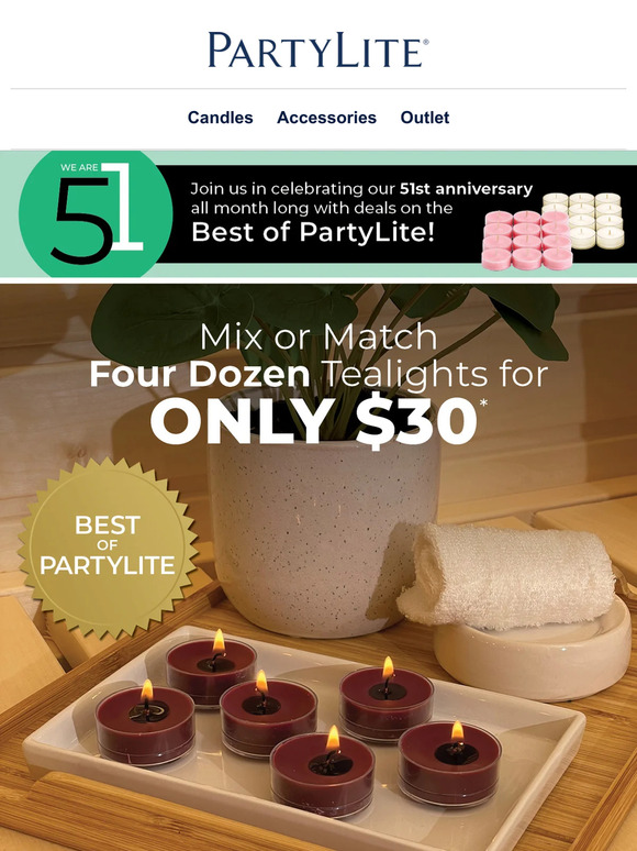 Party Lite: Best of PartyLite Alert! Mix & match tealights & save! | Milled
