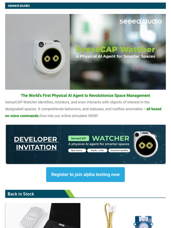 Seeed Studio: 🆕SenseCAP Watcher - The World's First Physical AI Agent for smarter spaces.📦Coral ...