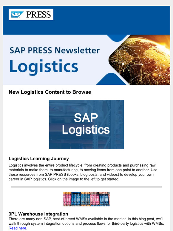 SAP Press: Explore 3PL selection and onboarding in this month's free ...
