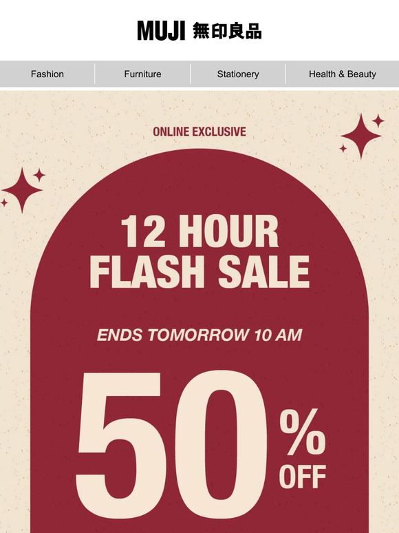 MUJI: 12 HOUR FLASH SALE! 50% OFF Everything! | Milled