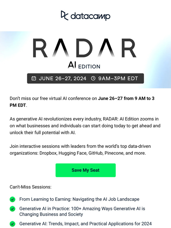 DataCamp: You’re Invited to RADAR: AI Edition | Milled
