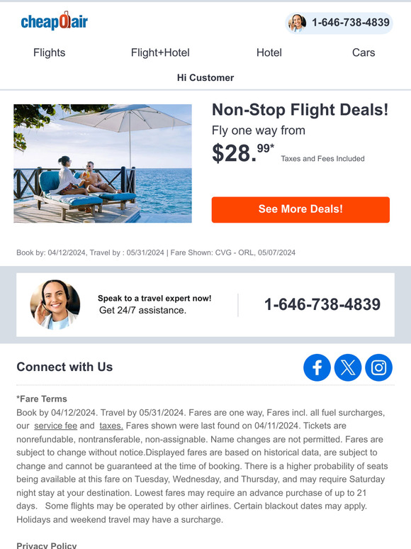CheapOair: Non-Stop Flight Deals! Fly from $28.99 | Milled