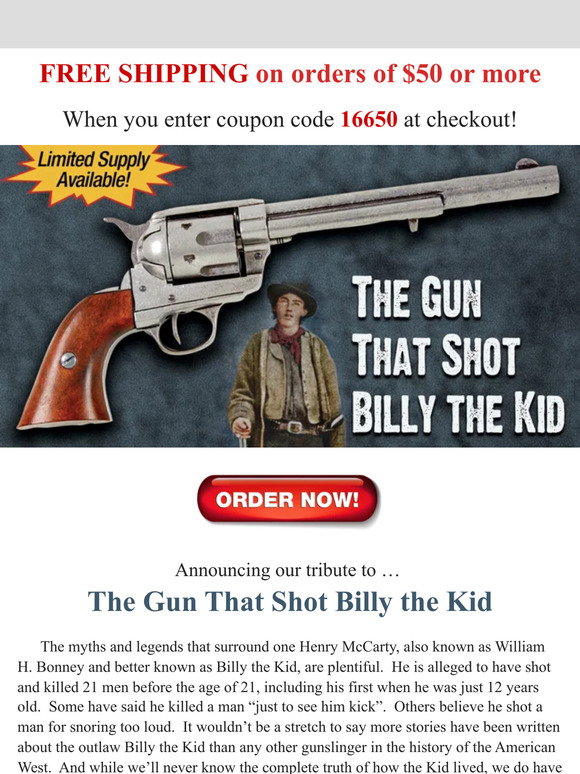 National Collector's Mint: Free Shipping! ★ The Gun That Shot Billy the ...