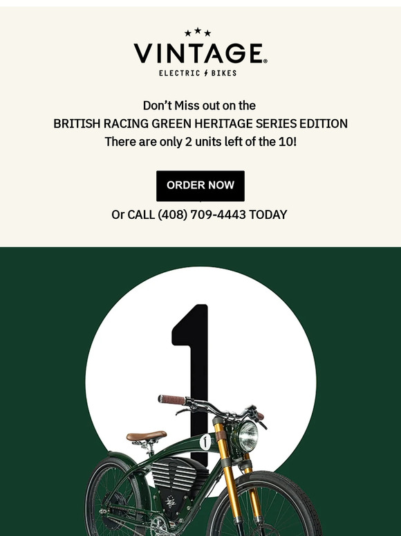 Vintage Electric: British Racing Green Heritage Edition Bike. Only 2 ...