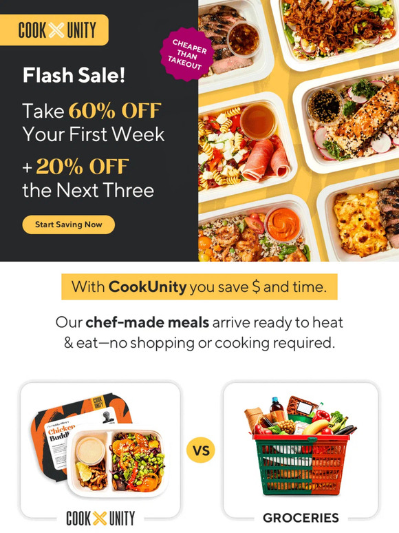 Cook Unity: 🚨 Last Chance! Get 60% Off Restaurant Quality Meals! | Milled