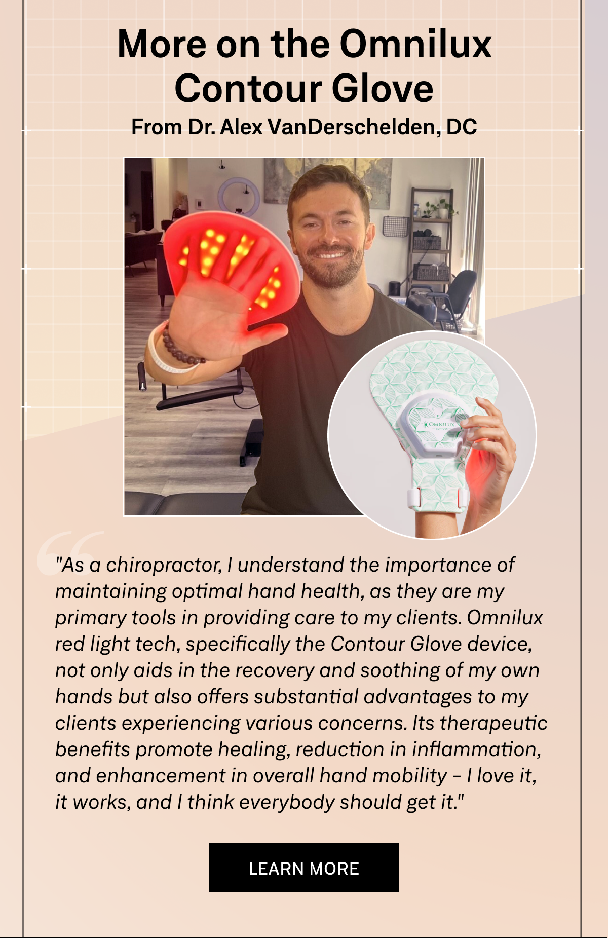 Omnilux LED: Contour Glove is chiropractor approved | Milled