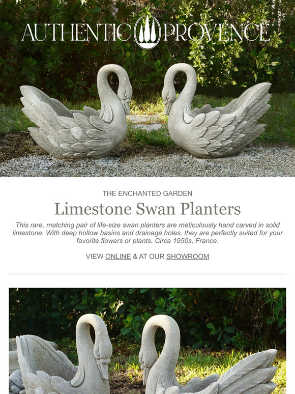 Authentic Provence: A Pair of Beautifully Carved French Swan Planters ...