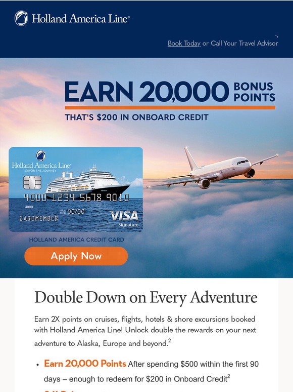Holland America Line: —, Take Advantage: $200 in Onboard Credit! | Milled