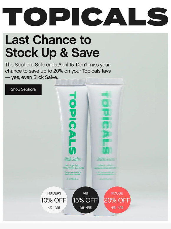 Topicals Email Newsletters: Shop Sales, Discounts, and Coupon Codes