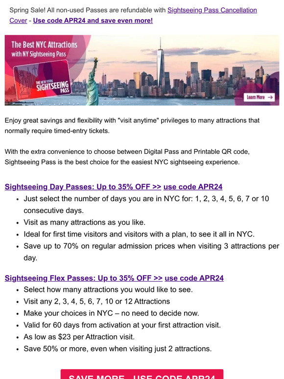 Sightseeing Pass: Spring Sale - extra promo code 💡 | Milled