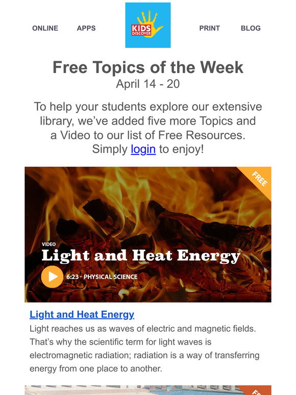 Kids Discover: Free Video: Light and Heat Energy; Plus More Free Topics ...
